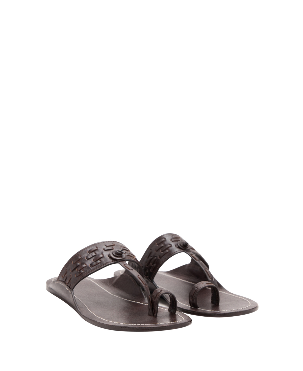 Click here for Mango Womens Stitching Detail Leather Sandals - Ch... prices