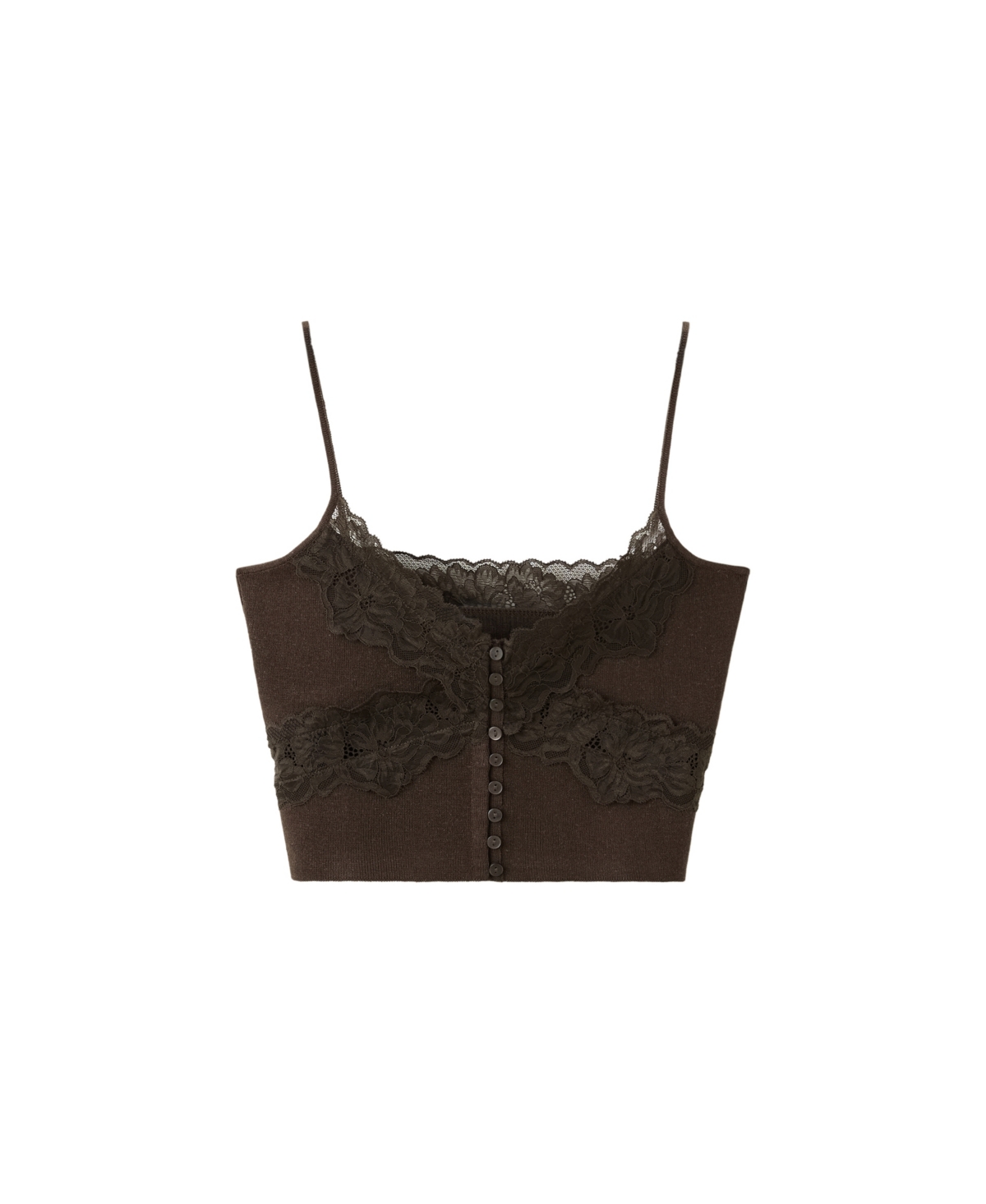 Click here for Mango Womens Straps Fine-Knit Crop Top - Chocolate prices