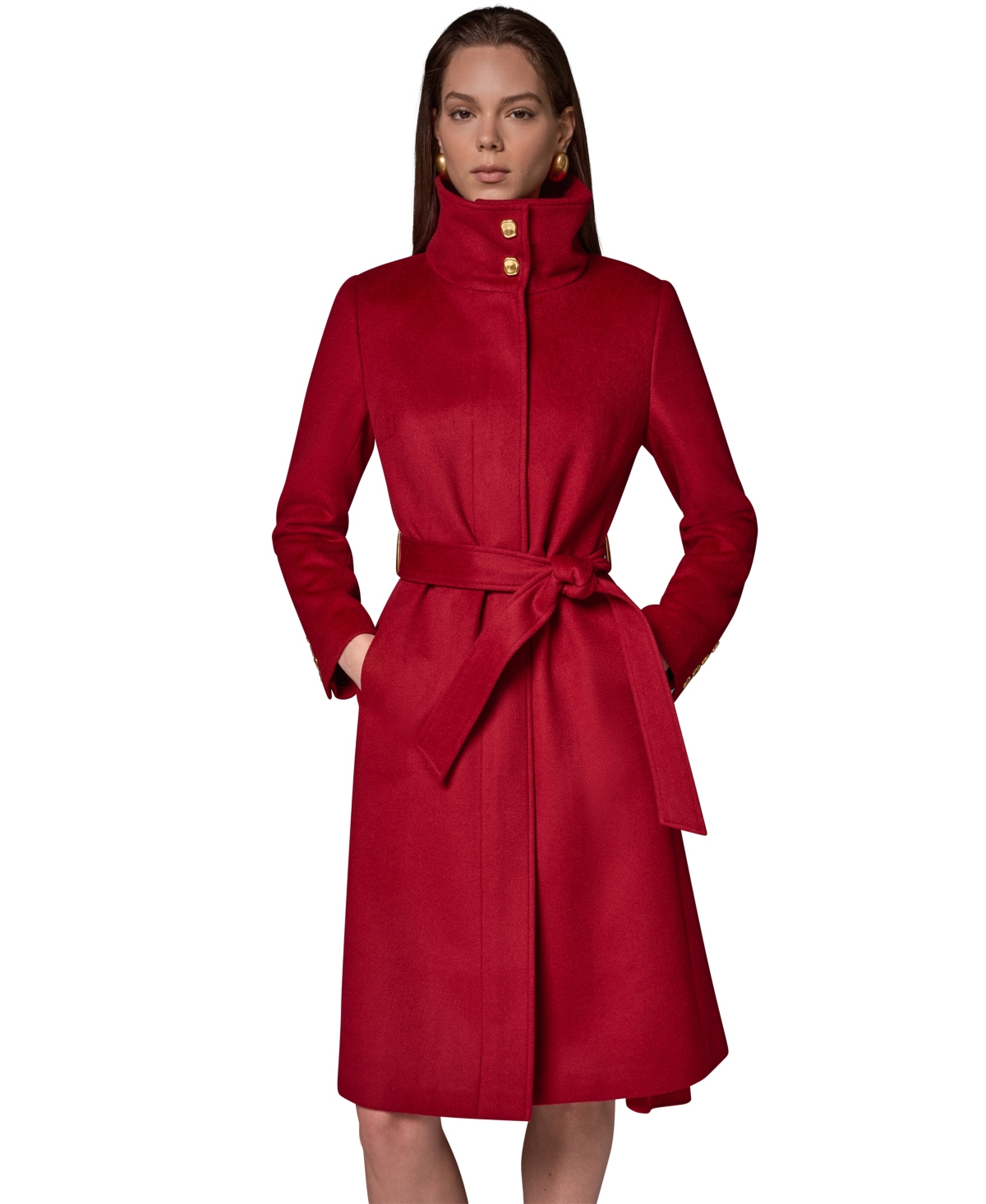Click here for Donna Karan New York Womens Belted High Collar Woo... prices