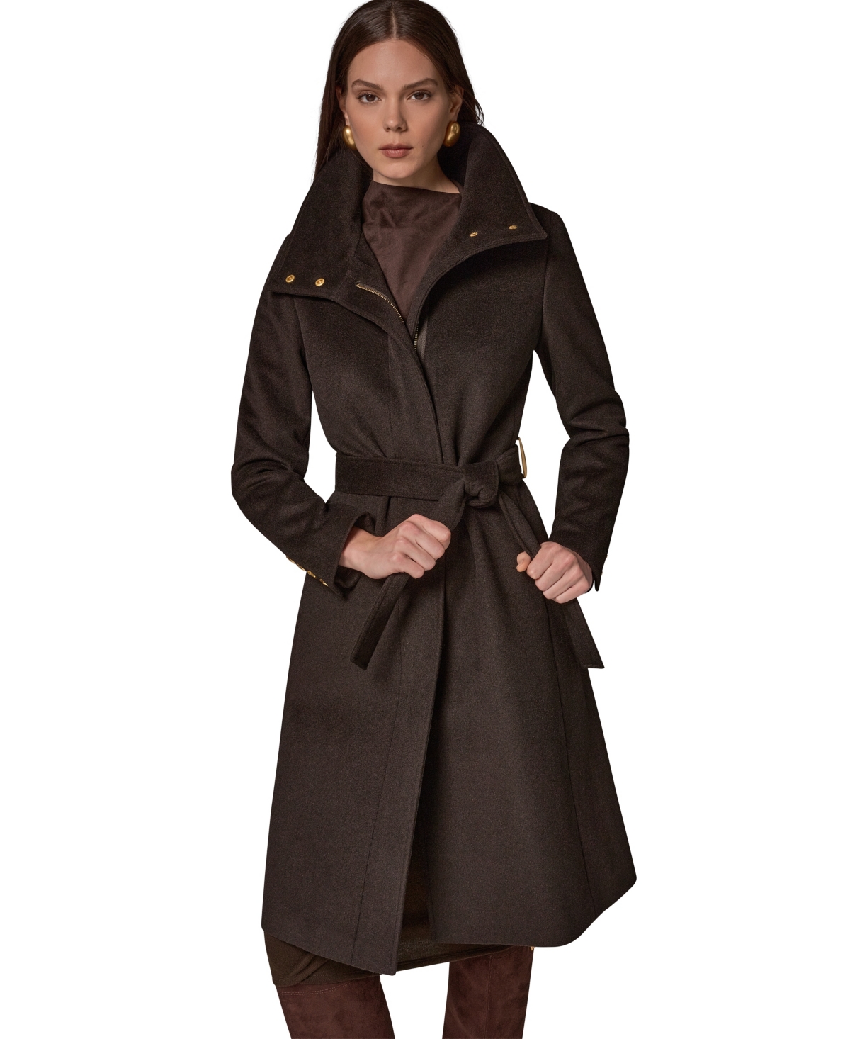 Click here for Donna Karan New York Womens Belted High Collar Woo... prices
