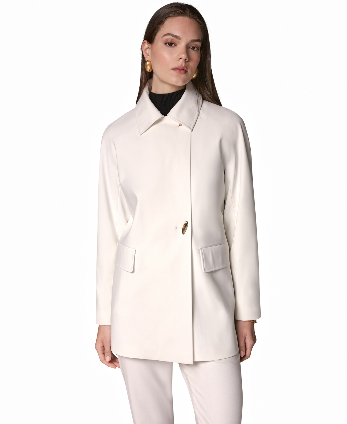 Click here for Donna Karan New York Womens Buttoned Rain Coat - C... prices