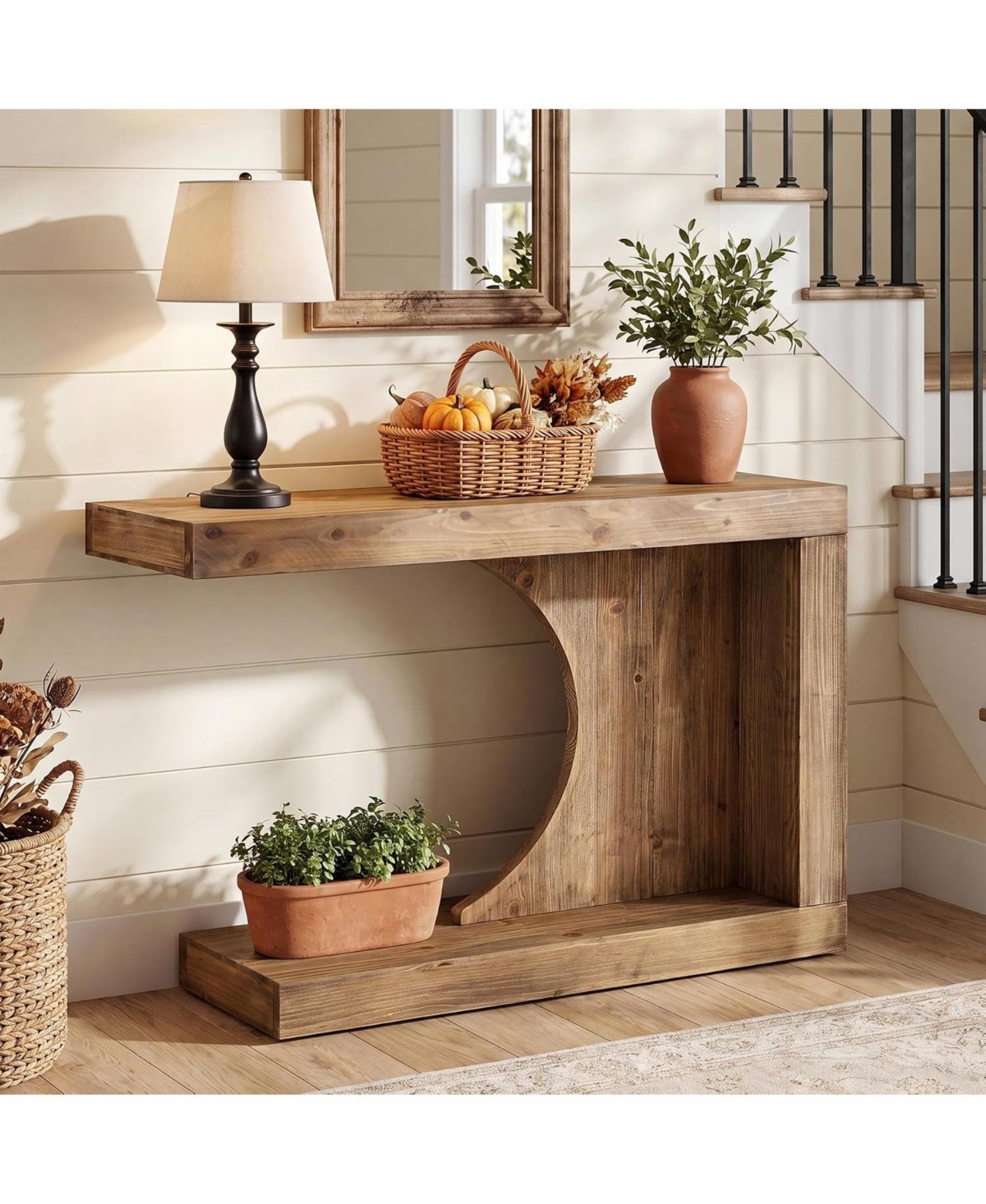 Click here for Tribesigns 39.4 C-Shaped Solid Wood Console Table... prices