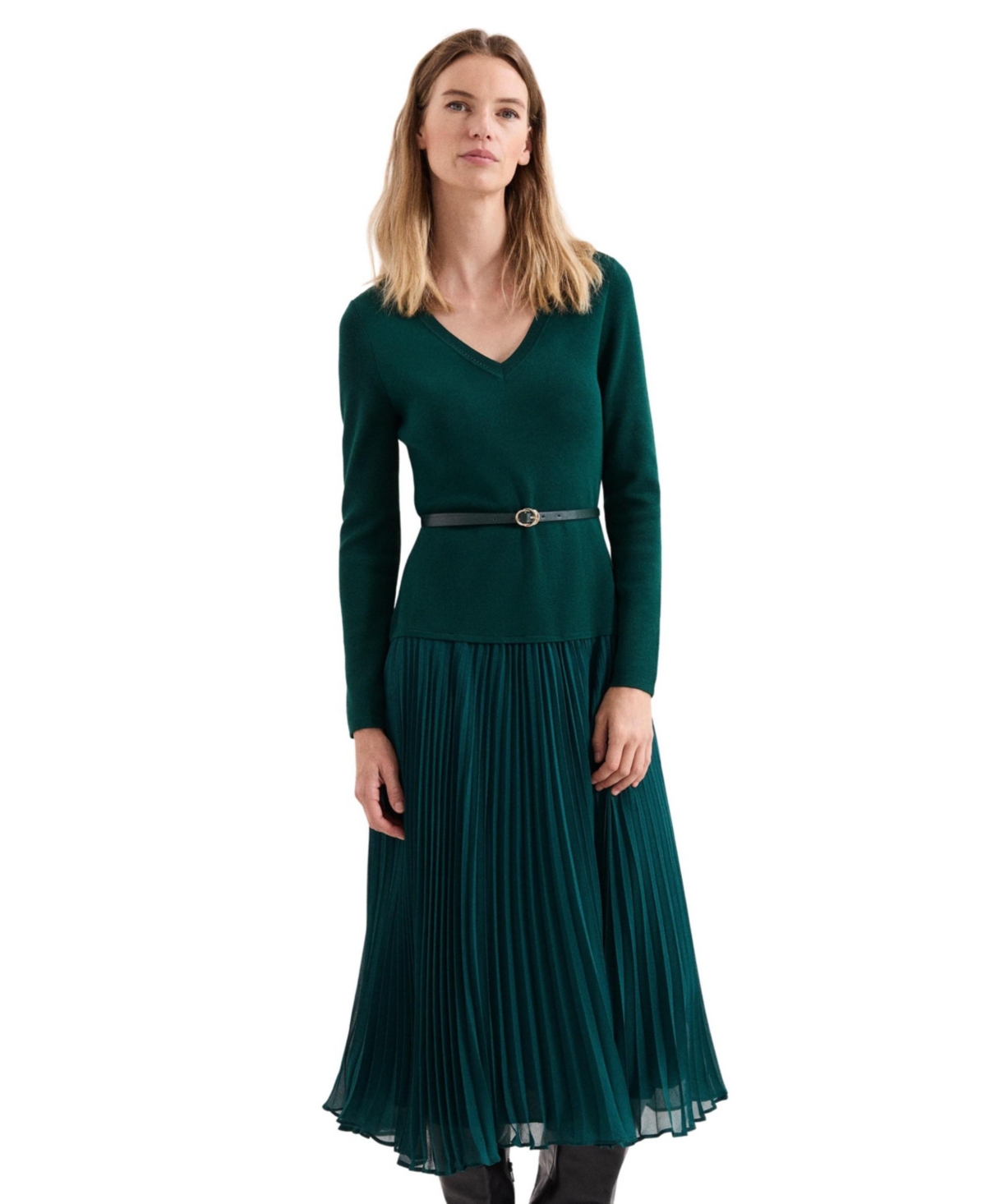 Click here for Phase Eight Womens Kai V-Neck Dress - Green prices