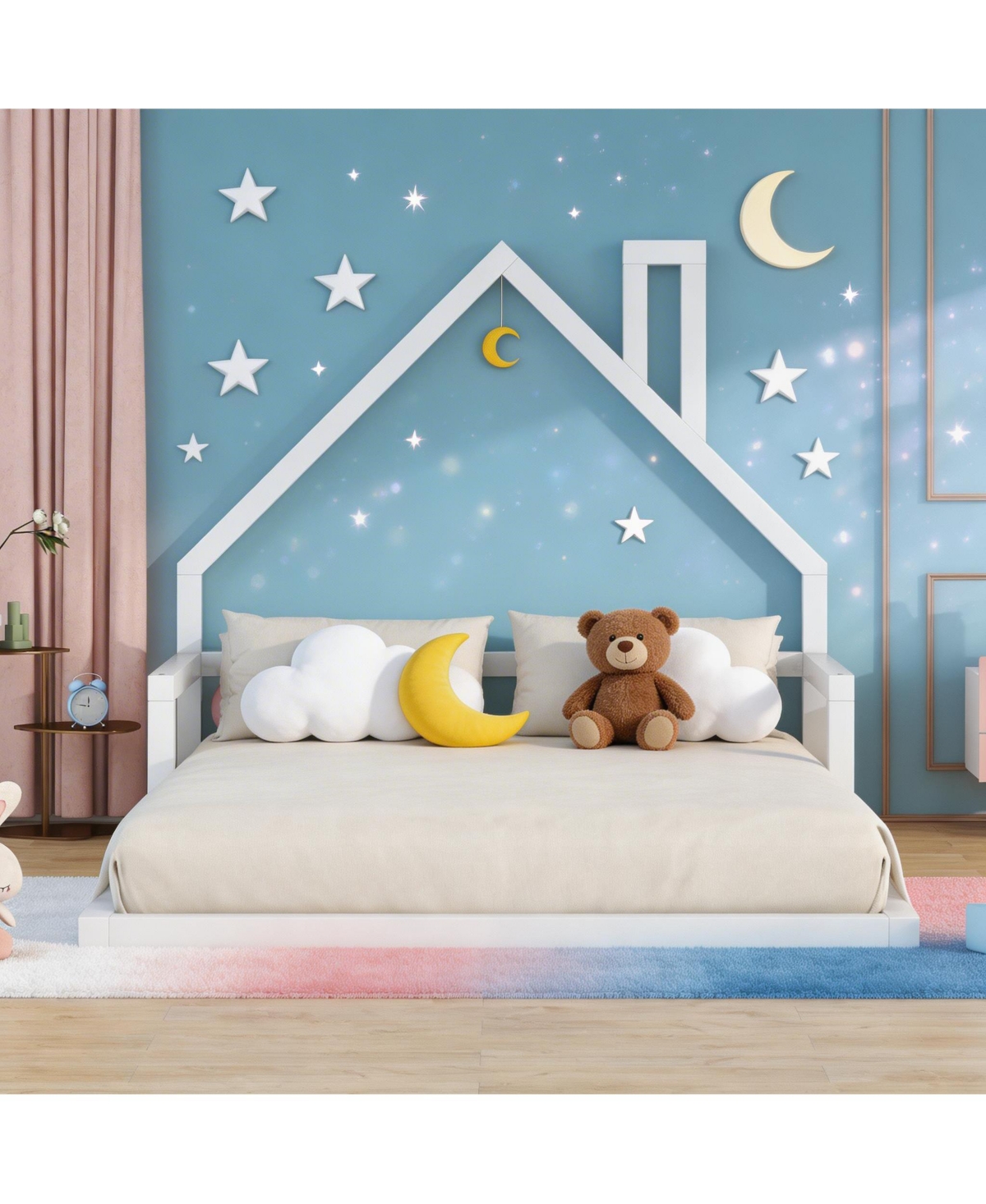 Click here for Sailvan Full Wood Floor Bed Frame with House-Shape... prices