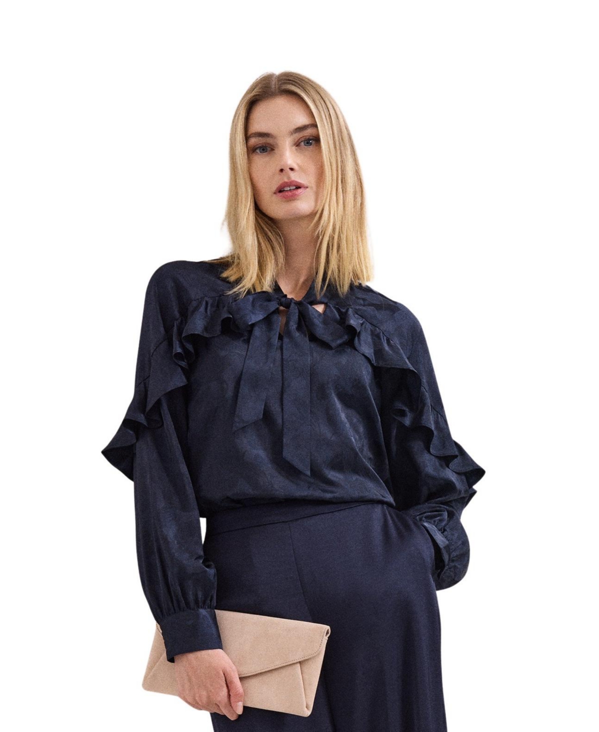 Click here for Phase Eight Womens Liberty Tie-Neck Satin Bow Ruff... prices