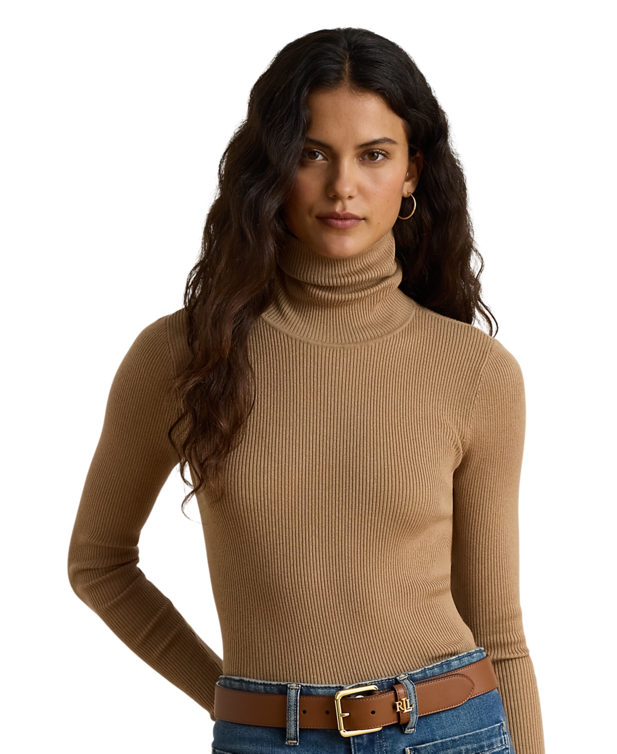 Click here for Lauren Ralph Lauren Petite Cotton-Blend Ribbed Tur... prices