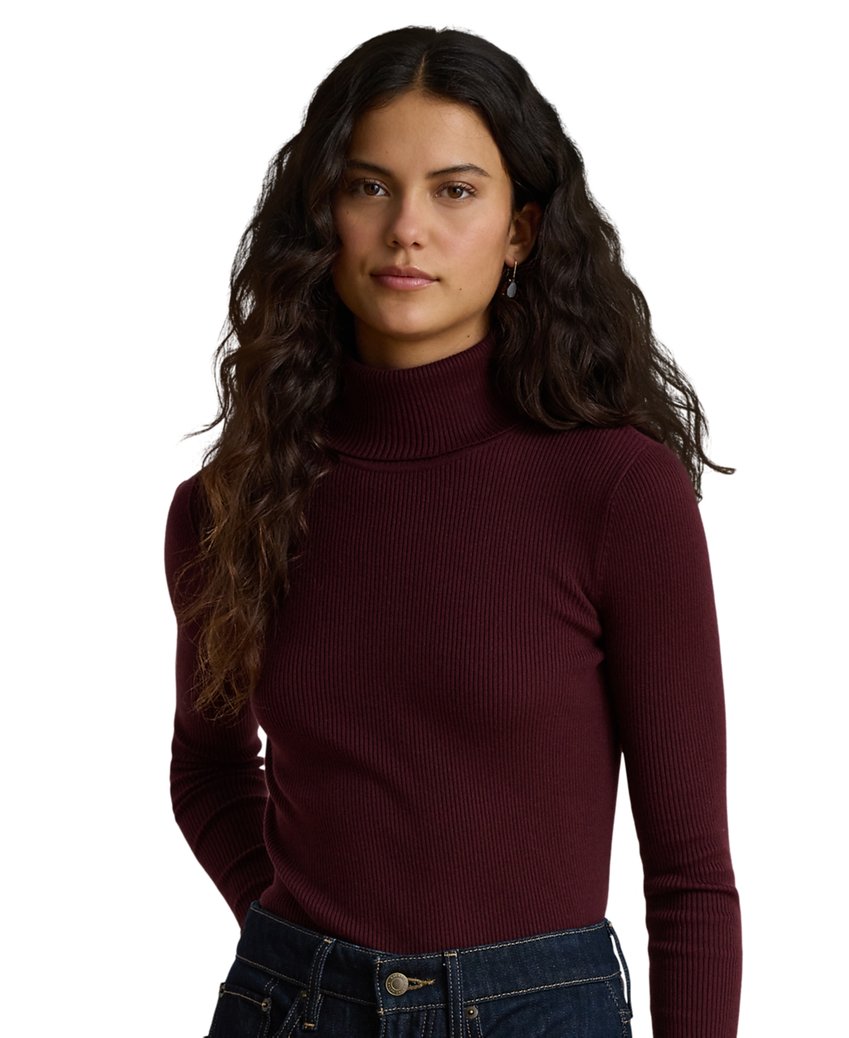 Click here for Lauren Ralph Lauren Petite Cotton-Blend Ribbed Tur... prices
