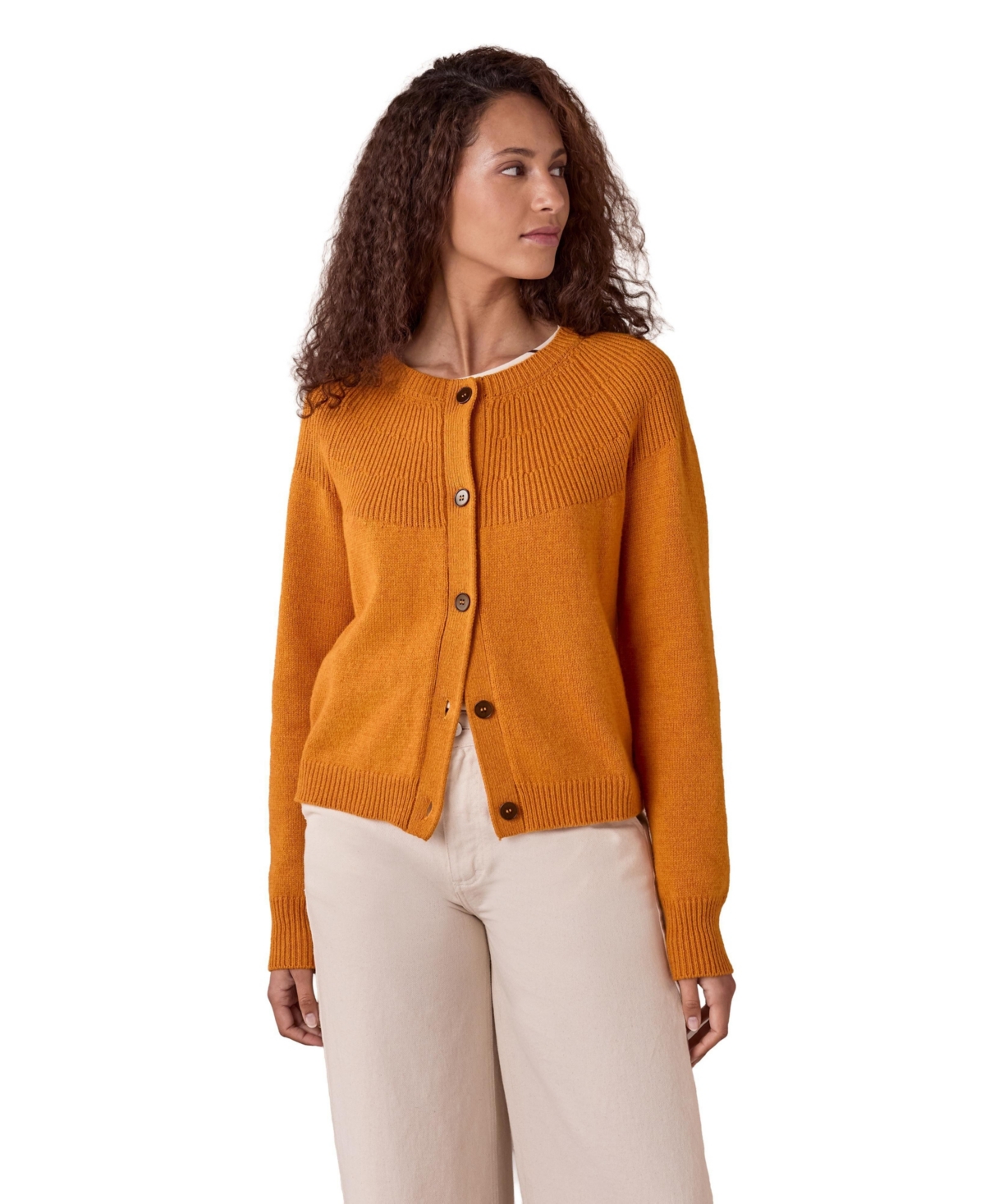 Click here for Celtic & Co. Womens Textured Yoke Sweater - Golden... prices