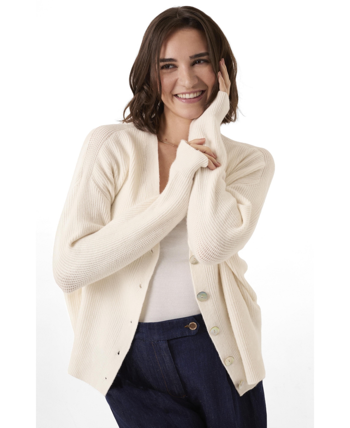 Click here for Celtic & Co. Womens Slouchy Ribbed V-Neck Cardigan... prices