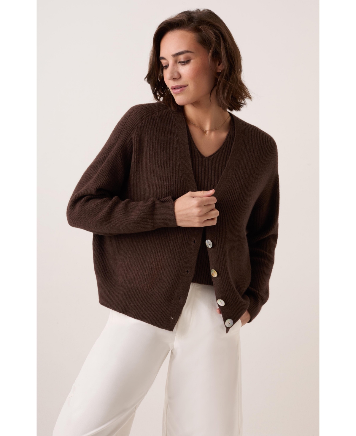 Click here for Celtic & Co. Womens Slouchy Ribbed V-Neck Cardigan... prices