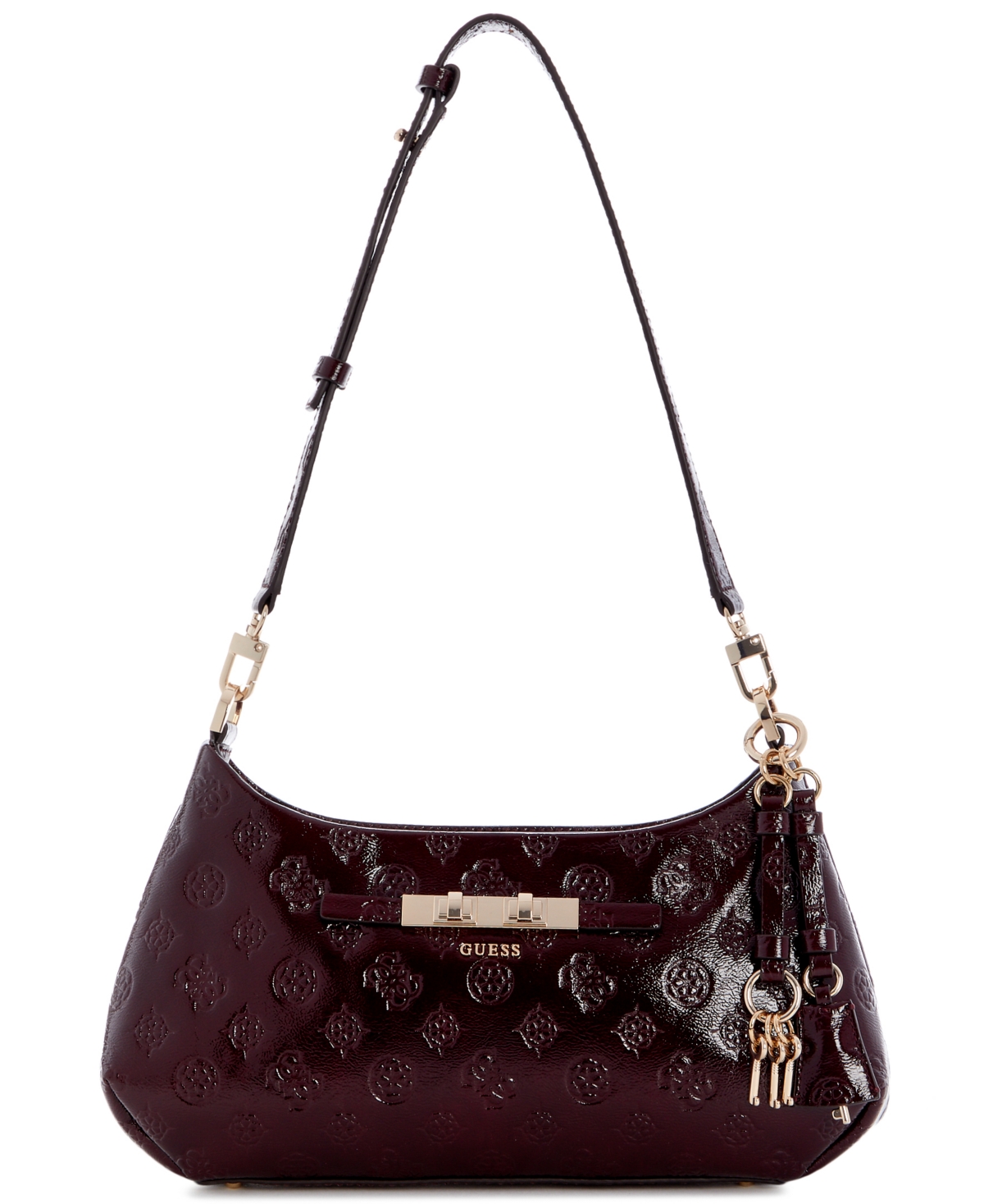 Click here for Guess Carmella Medium Shoulder Handbag - Burgundy... prices