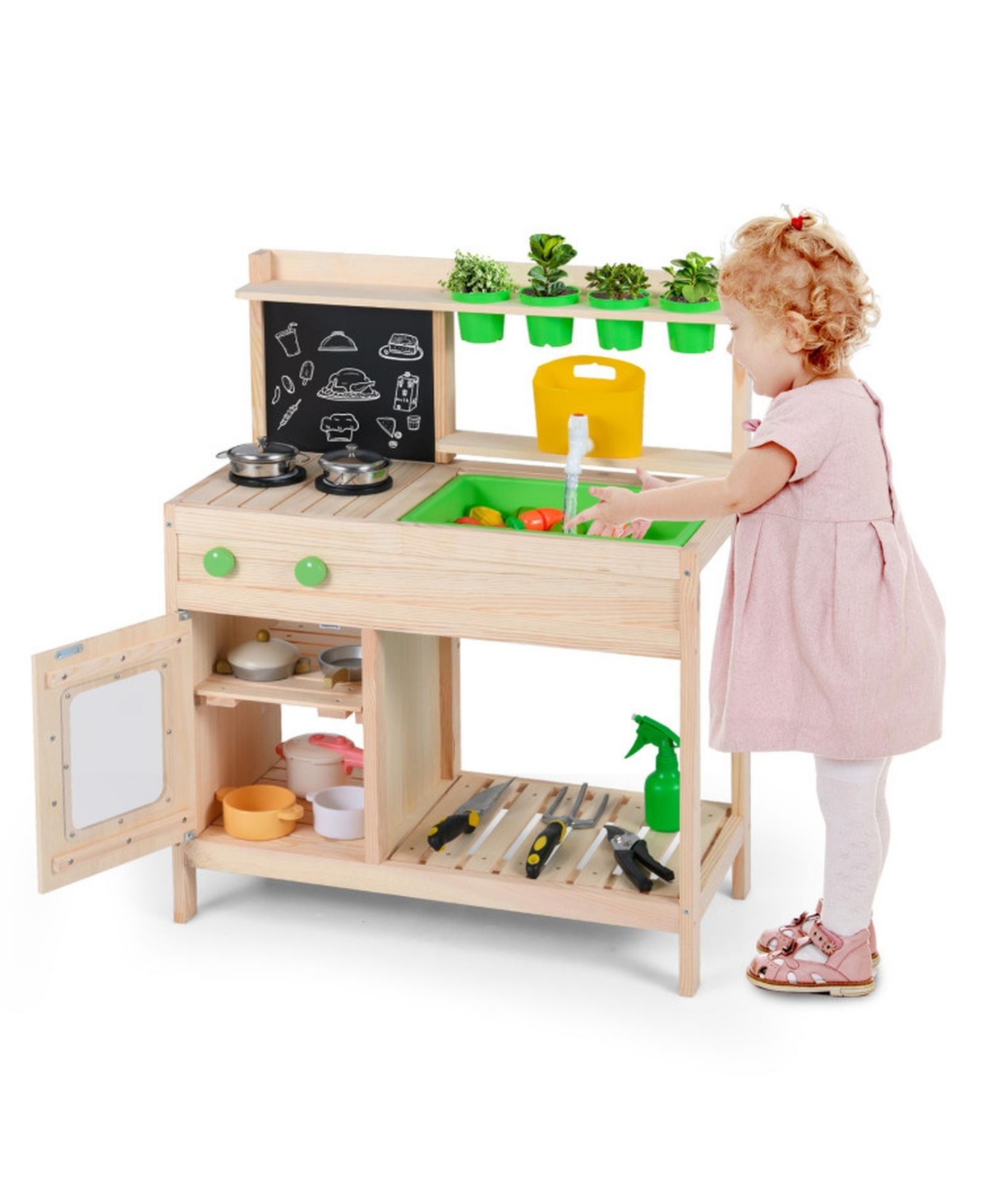 Click here for Hongge Mud Kitchen Chalkboard 4-Piece Play Kitchen... prices