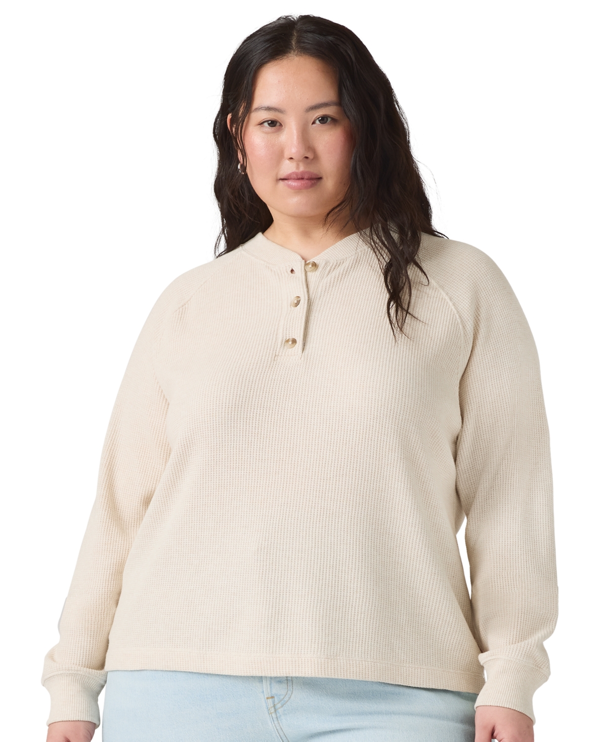 Click here for Levis Plus Size Lassen Henley Neck Top - Oatmeal H... prices