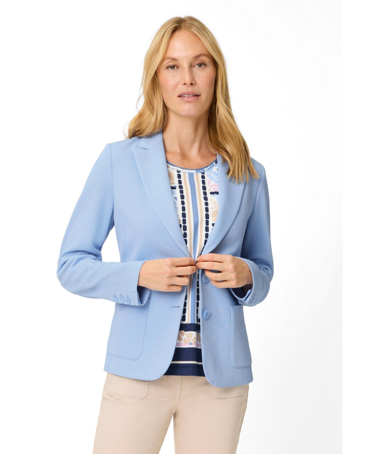 Click here for Olsen Womens Pique Blazer - Cloud blue prices