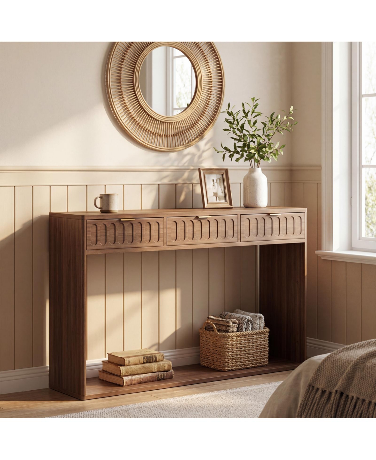 Click here for homfan 51 Farmhouse Entryway Table with Drawer  Ru... prices