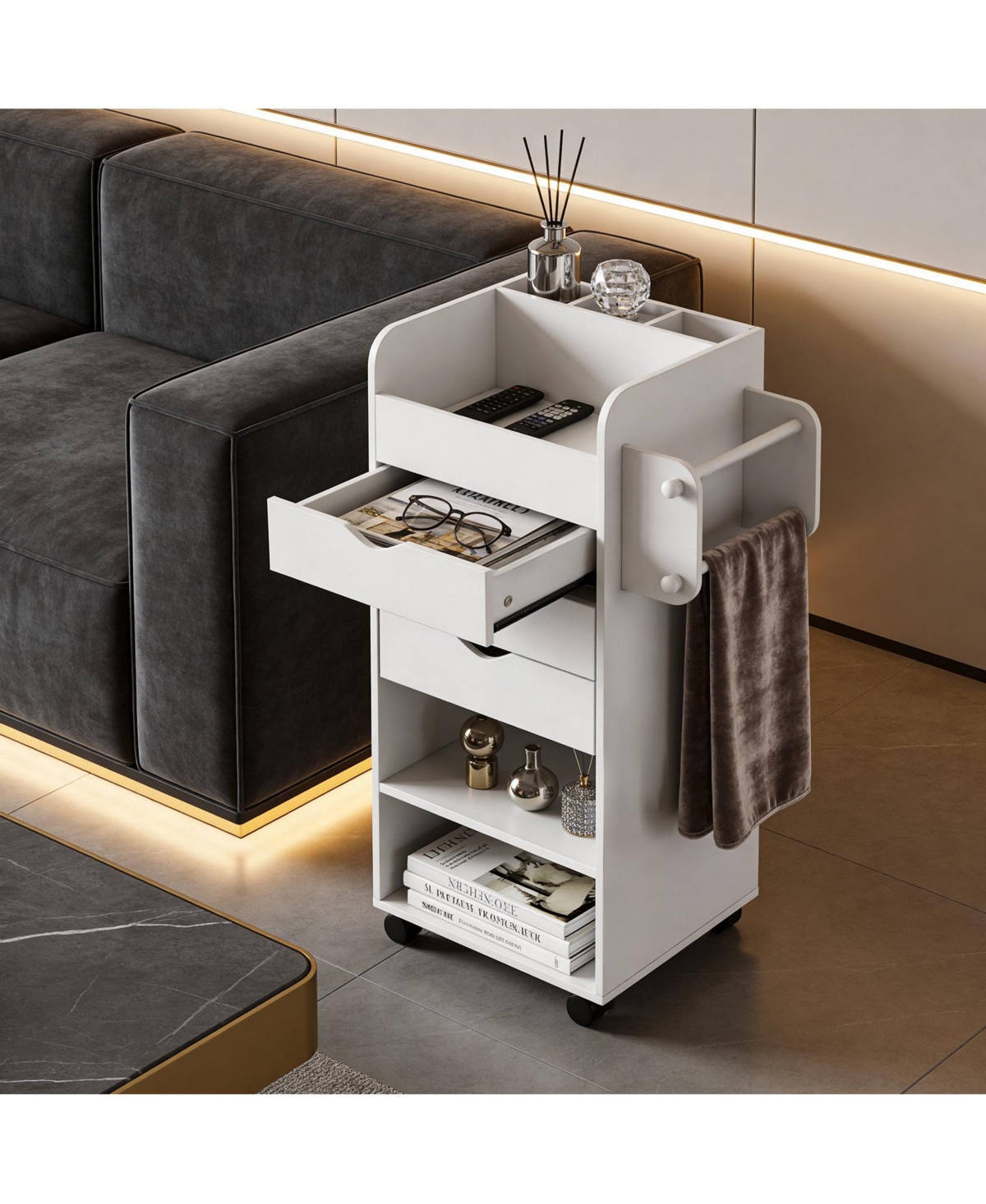 Click here for homfan 3-Drawer Rolling Storage Cart with Open She... prices