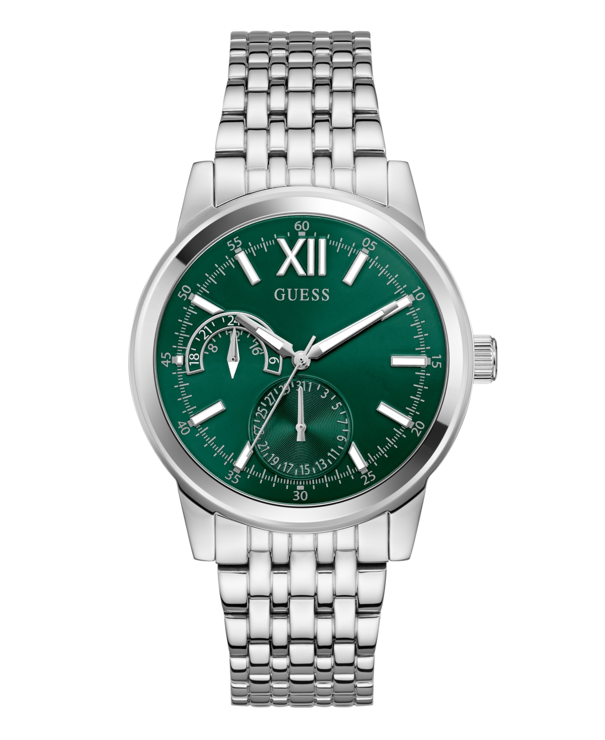 Click here for Guess Mens Quartz Silver-Tone Stainless Steel Watc... prices
