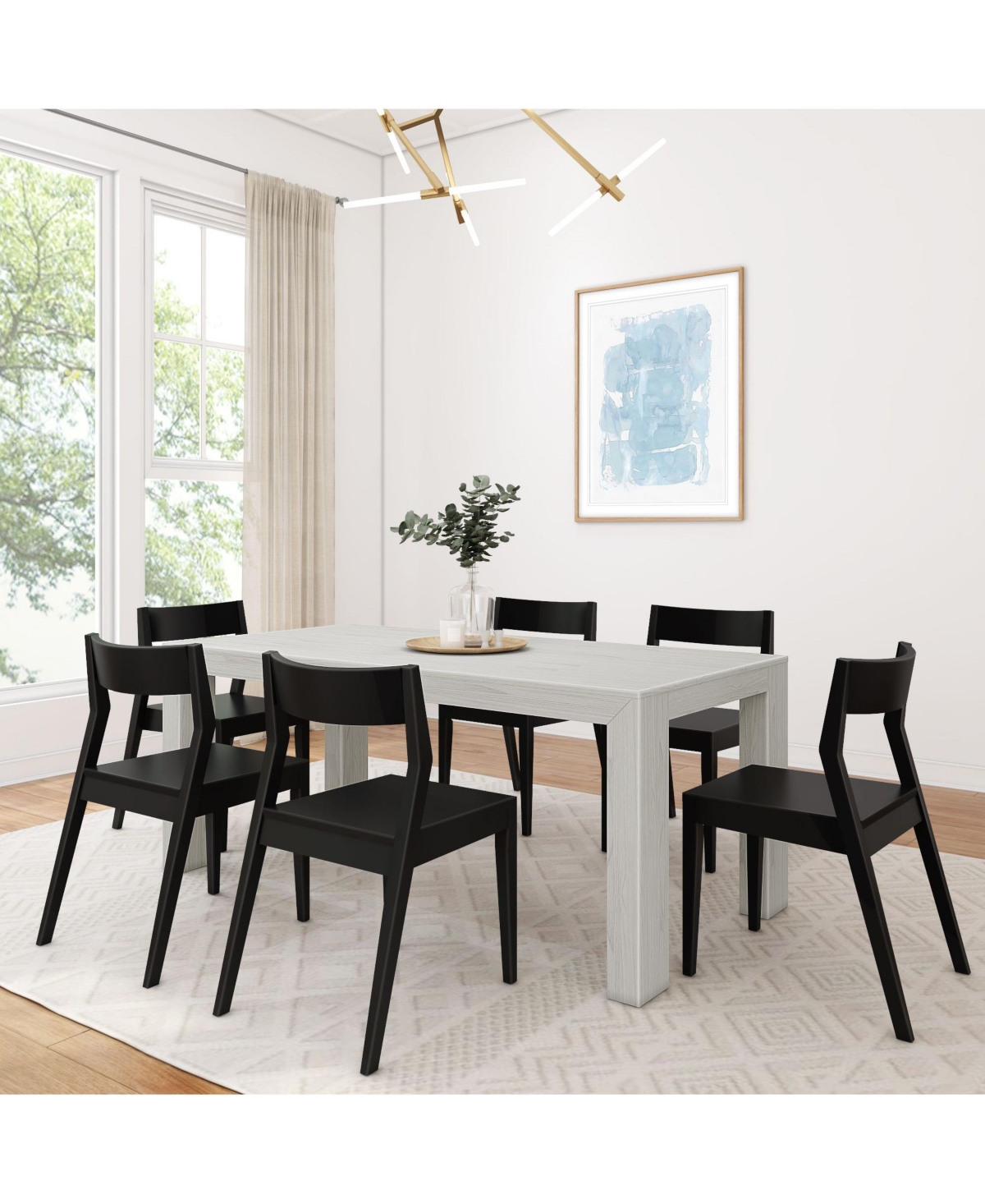 Click here for Plank+Beam 72 Modern Solid Wood Dining Table Set... prices