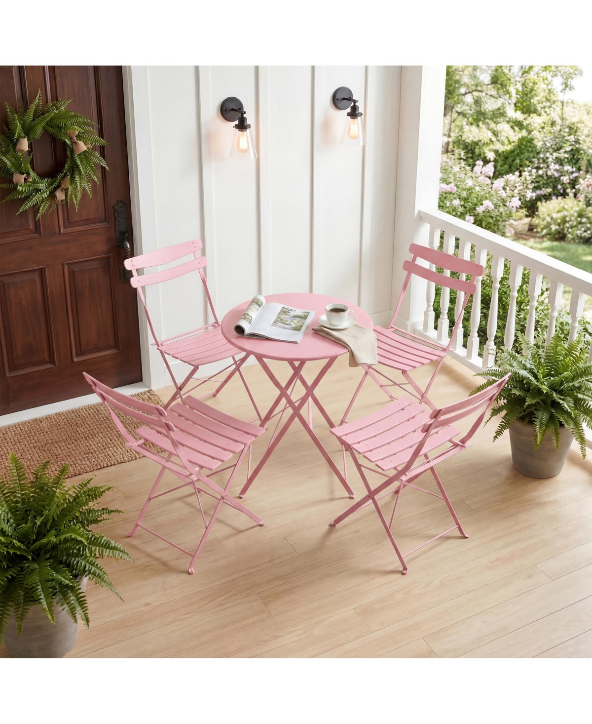 Click here for homfan 5-Piece Patio Bistro Set Folding Metal Fram... prices