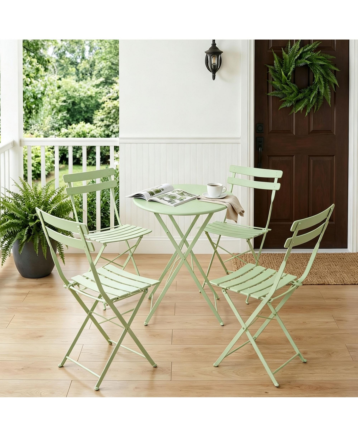 Click here for homfan 5-Piece Patio Bistro Set Folding Metal Fram... prices