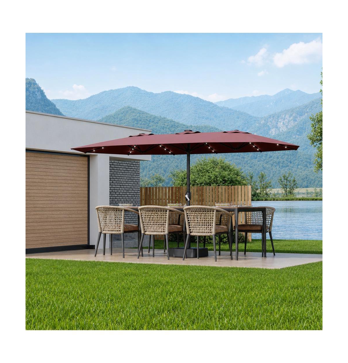 Click here for homfan 15 Double-Sided Patio Umbrella with Solar L... prices