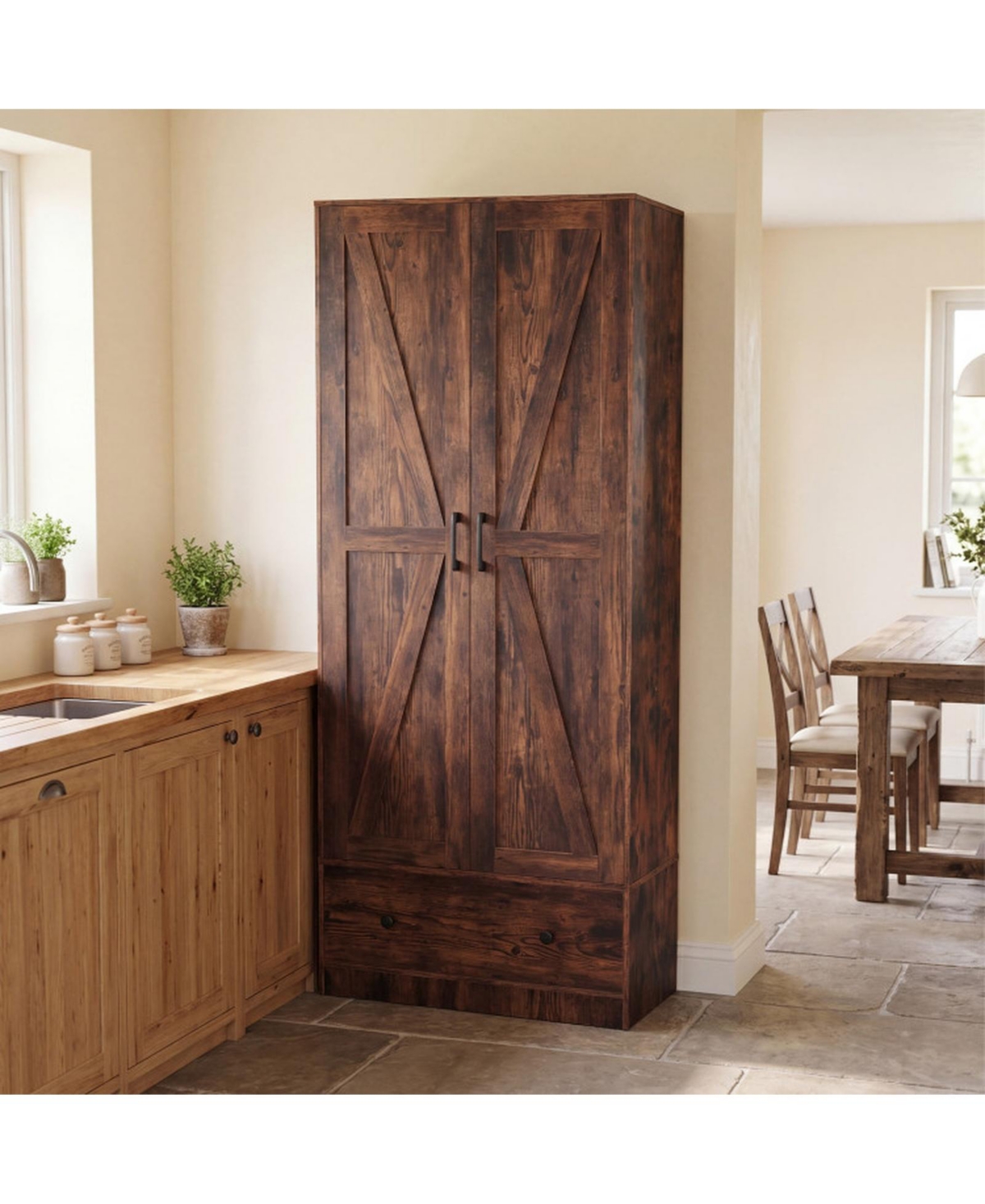 Click here for Sugift 72 Inch Tall Farmhouse Wooden Kitchen Pantr... prices