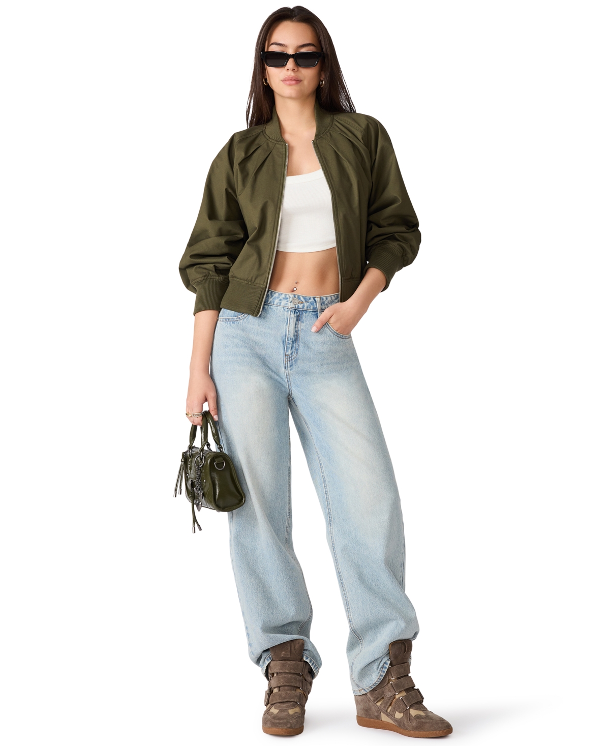 Click here for Steve Madden Womens Bray Crewneck Zip-Up Long-Slee... prices