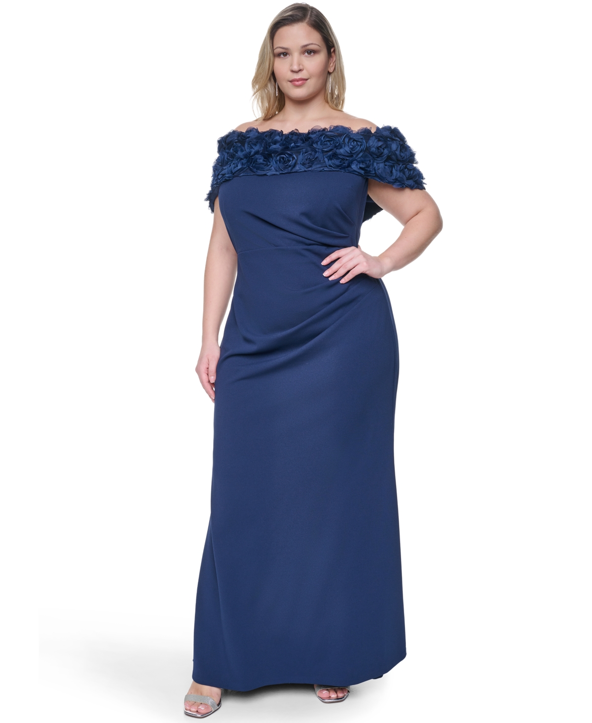 Click here for Eliza J Plus Size Rosette-Trim Off-The-Shoulder Ev... prices