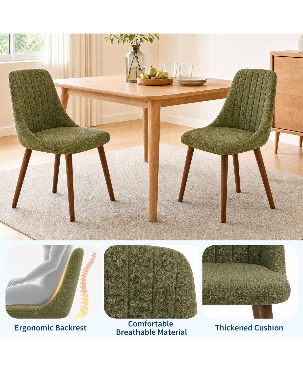 Click here for Gaomon Set of 2 Mid Century Modern Fabric Dining C... prices