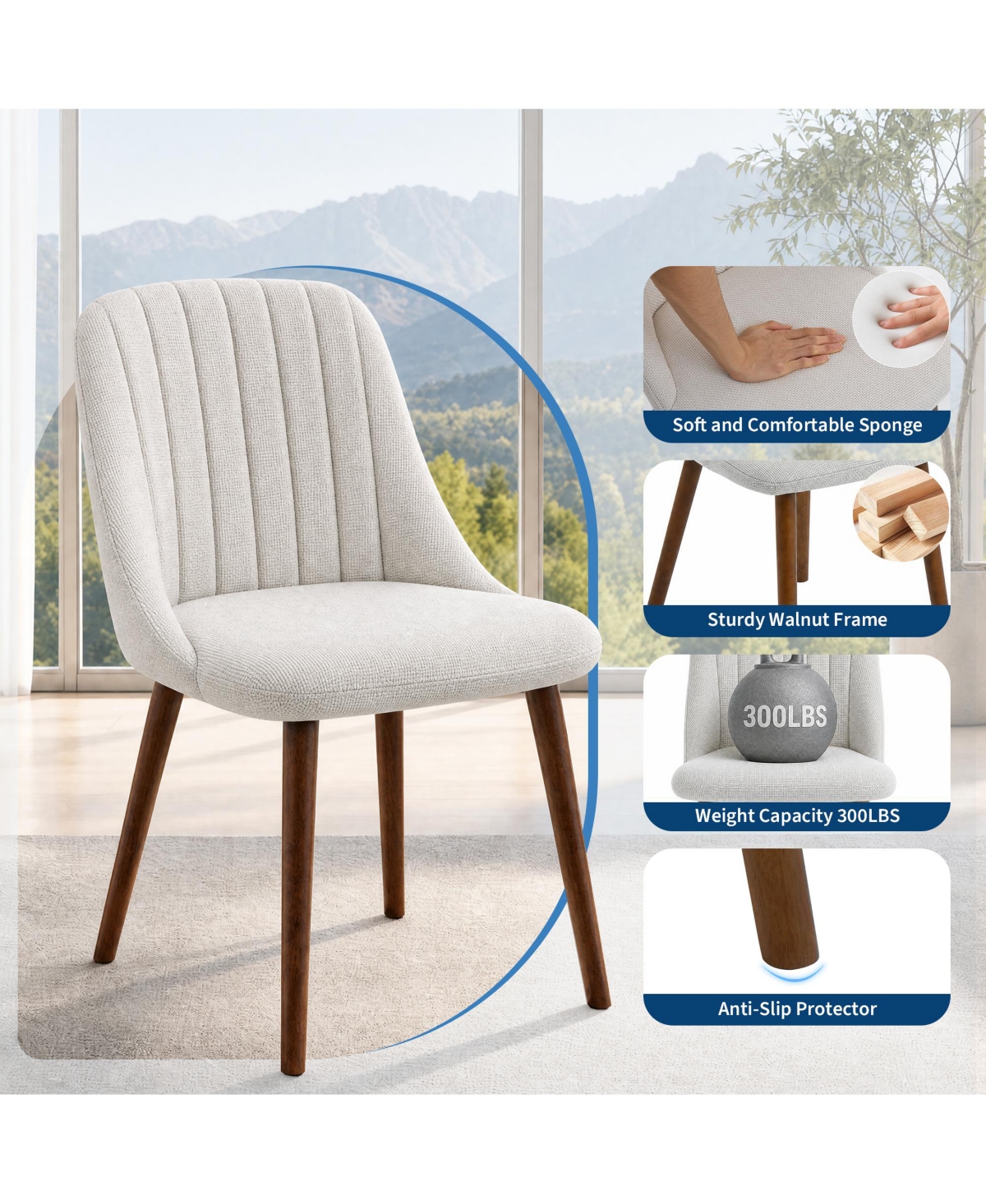 Click here for Gaomon Set of 2 Mid Century Modern Fabric Dining C... prices