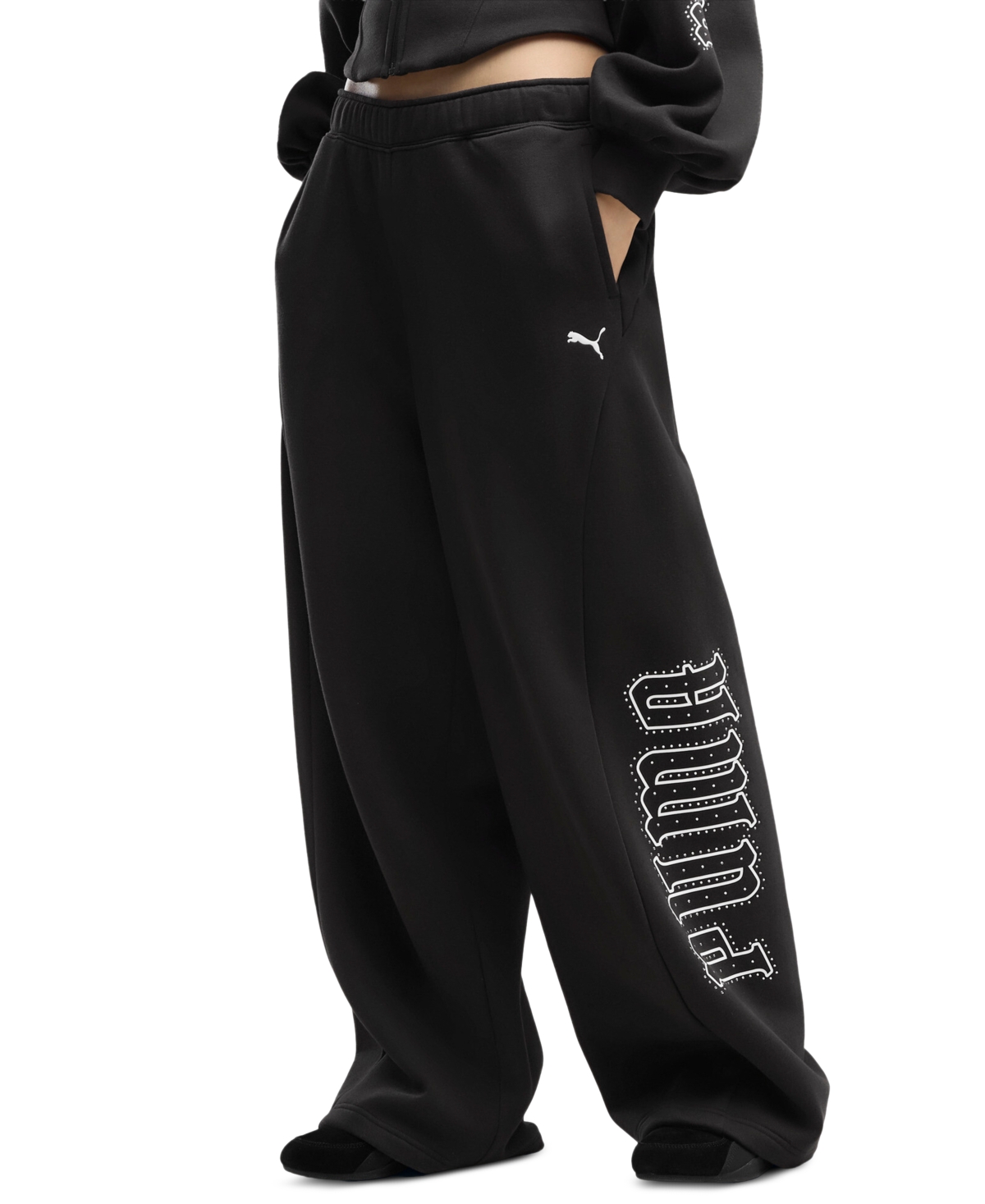 Click here for Puma Womens Street Glam Wide-Leg Slouchy Fleece Pa... prices