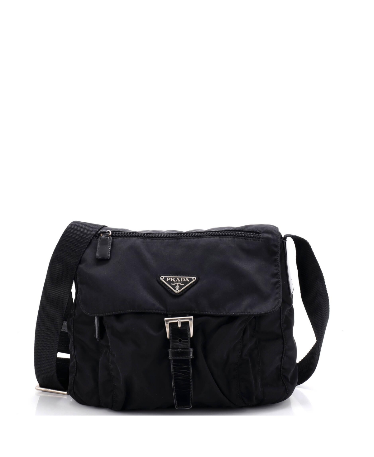 Click here for Pre-Owned Prada Small Buckle Messenger Bag Tessuto... prices
