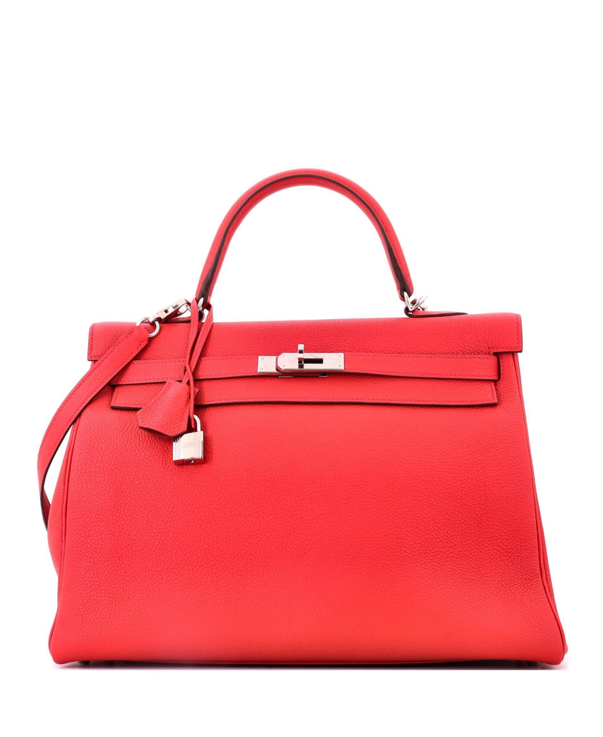 Click here for Pre-Owned Hermes Kelly 35 Handbag Red Togo with Pa... prices