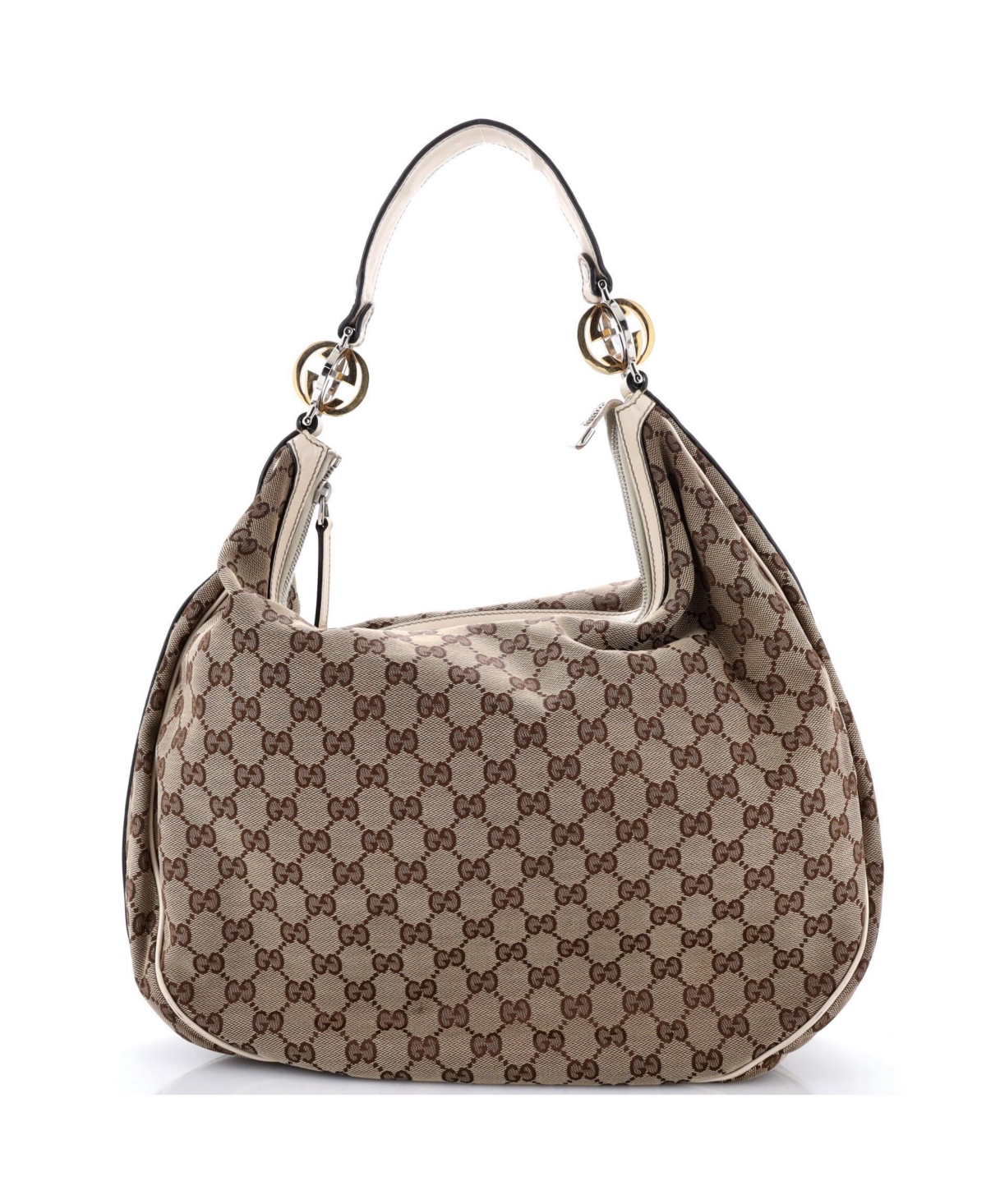 Click here for Pre-Owned Gucci Medium Twins Hobo Gg Canvas - Natu... prices