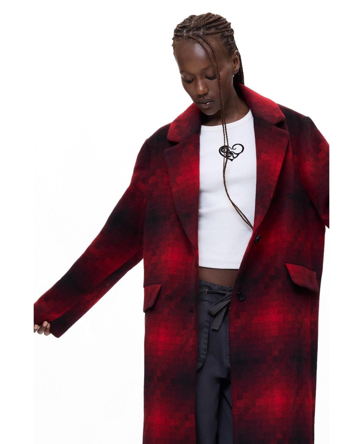 Click here for Desigual Womens Plaid Long Wool-Blend Coat - Light... prices