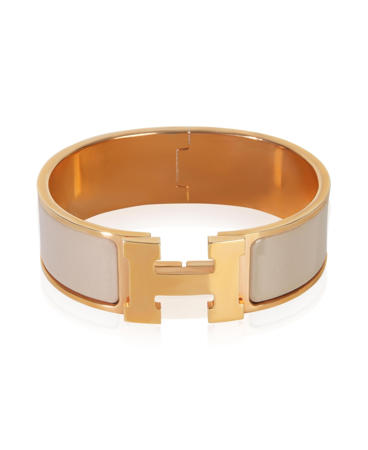 Click here for Pre-Owned HERMES Gold-Plated Clic Clac In Marron G... prices