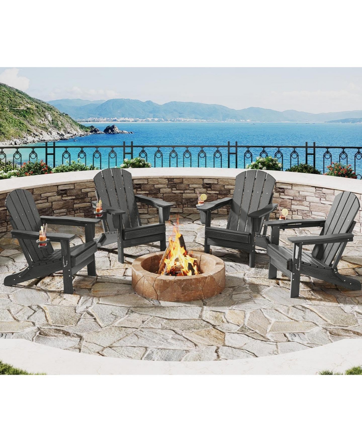 Click here for homfan Set of 4 Folding Adirondack Chair All-Weath... prices