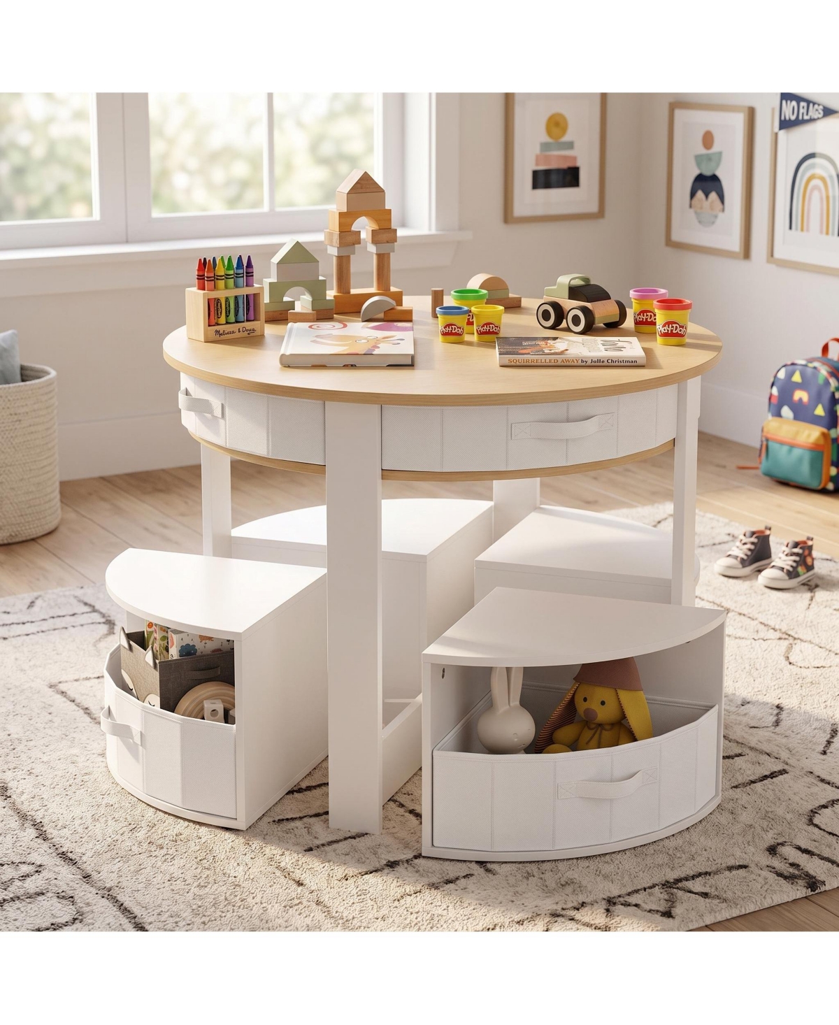 Click here for homfan 5-Piece Kids Table and Chair Set  Round Nes... prices