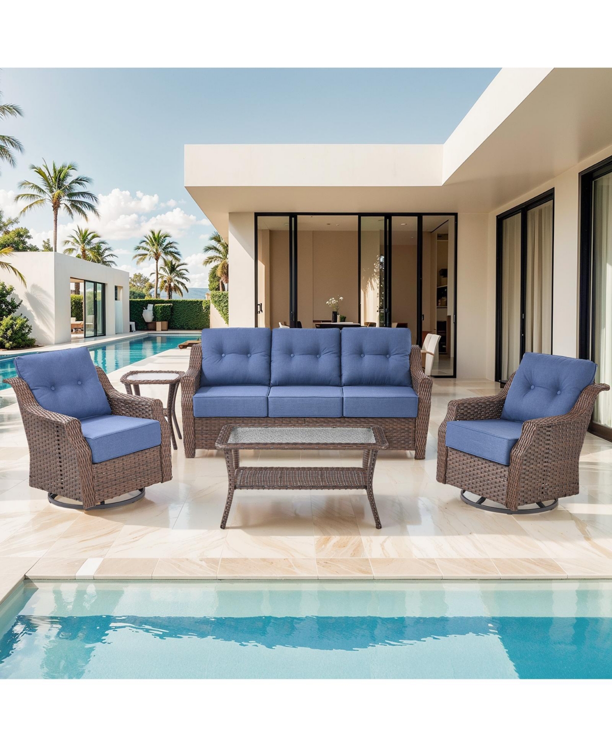 Click here for Pocassy 5 Piece Patio Furniture Set Outdoor Conver... prices