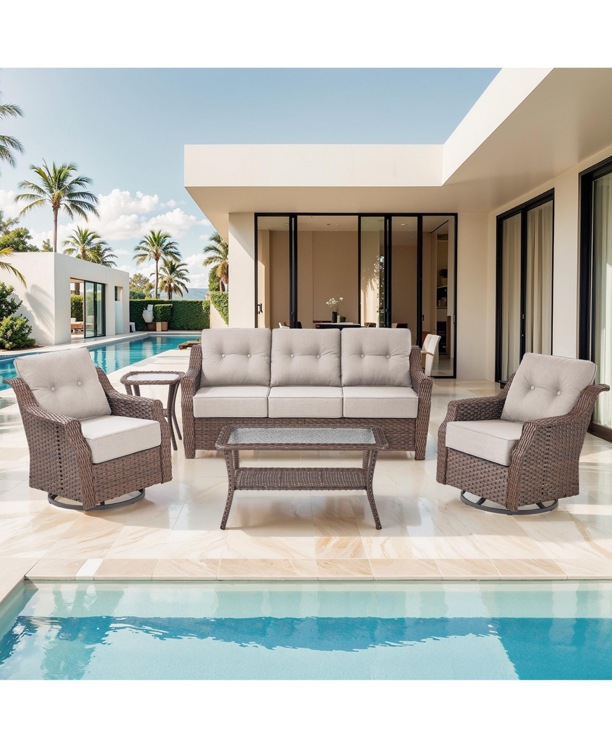 Click here for Pocassy 5 Piece Patio Furniture Set Outdoor Conver... prices