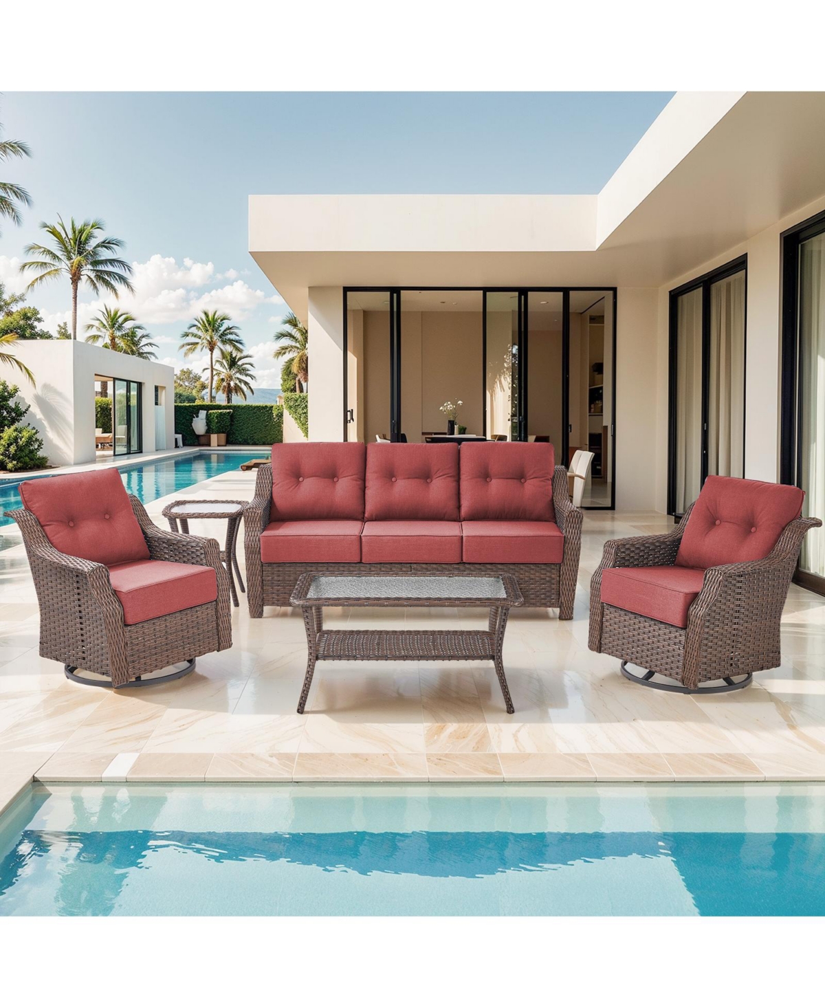 Click here for Pocassy 5 Piece Patio Furniture Set Outdoor Conver... prices
