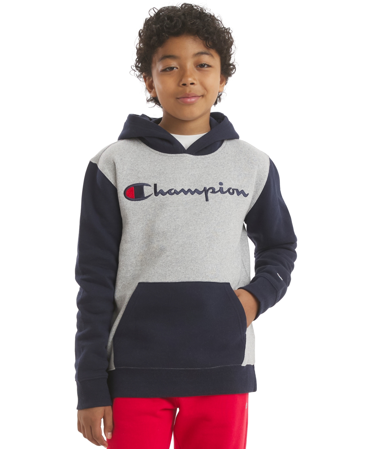 Click here for Champion Boys 8-20 Color-Block Logo Hoodie - Navy... prices
