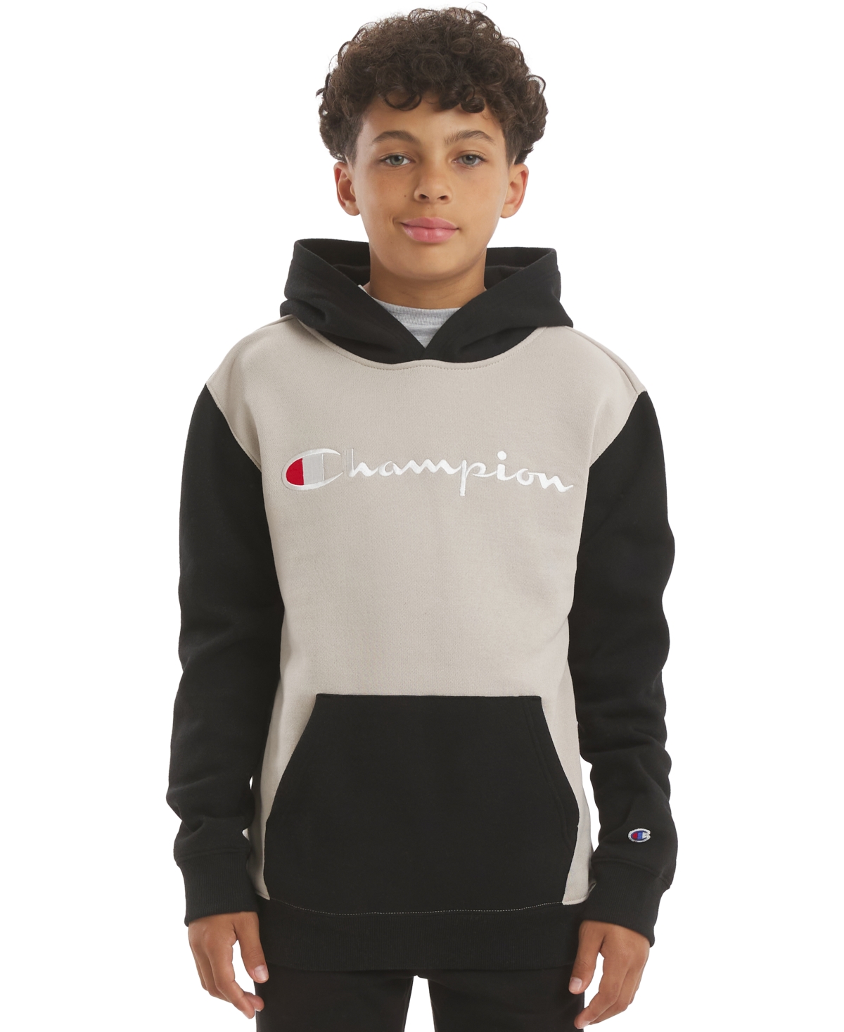 Click here for Champion Boys 8-20 Color-Block Logo Hoodie - Silve... prices