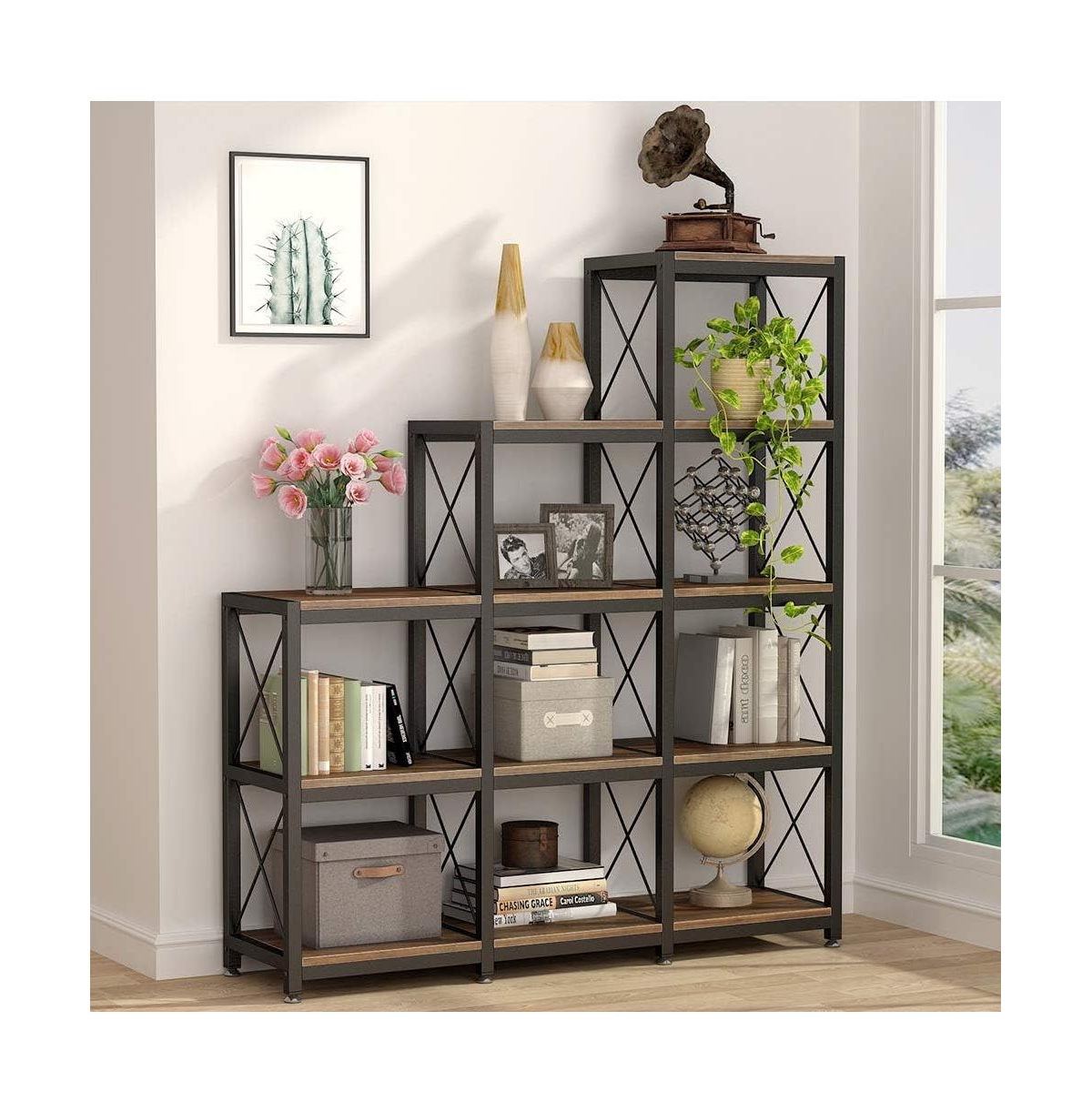 Click here for Tribesigns 12-Shelf Ladder Bookshelf with 9 Cubes... prices