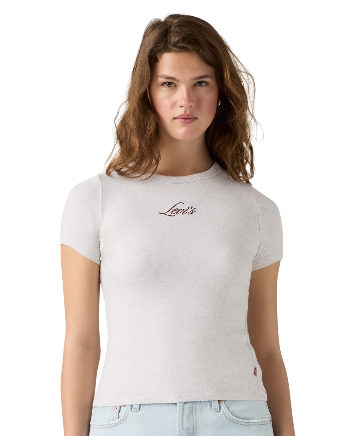 Click here for Levis Womens Hayes Short-Sleeves Tee Rib-Knit Embr... prices