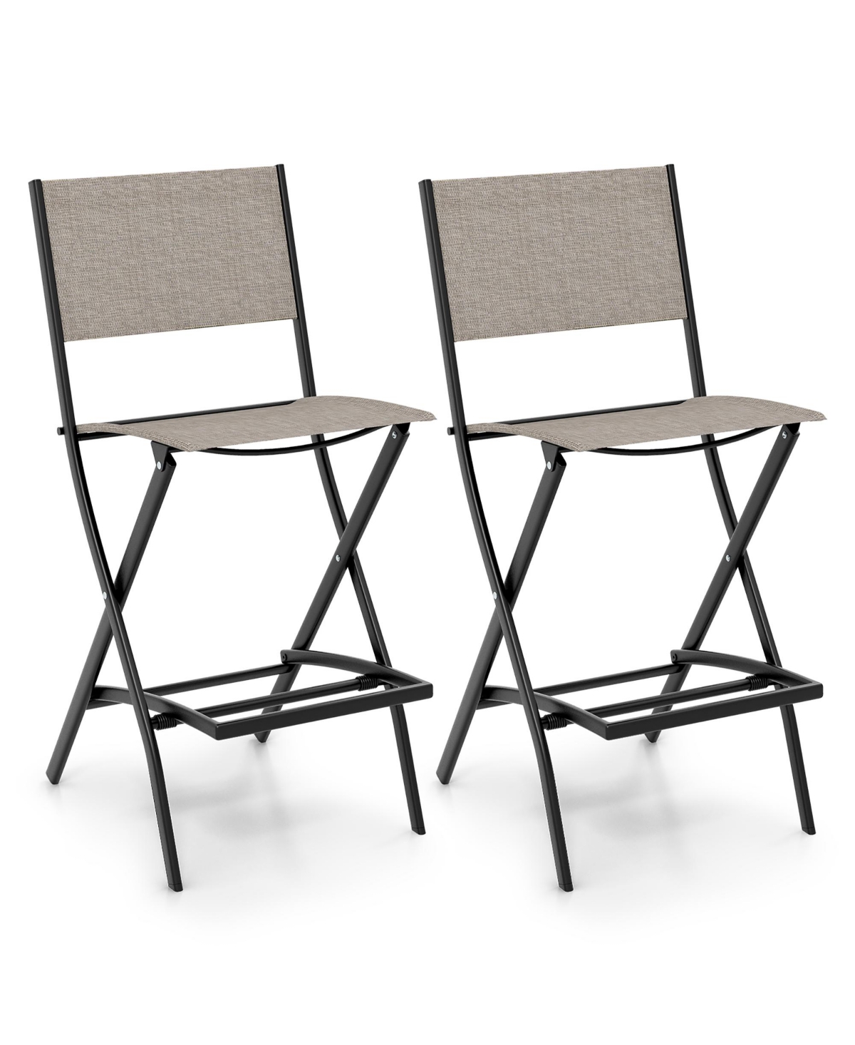 Click here for Gymax Folding Bar Stools Set of 2 Patio Sling Chai... prices