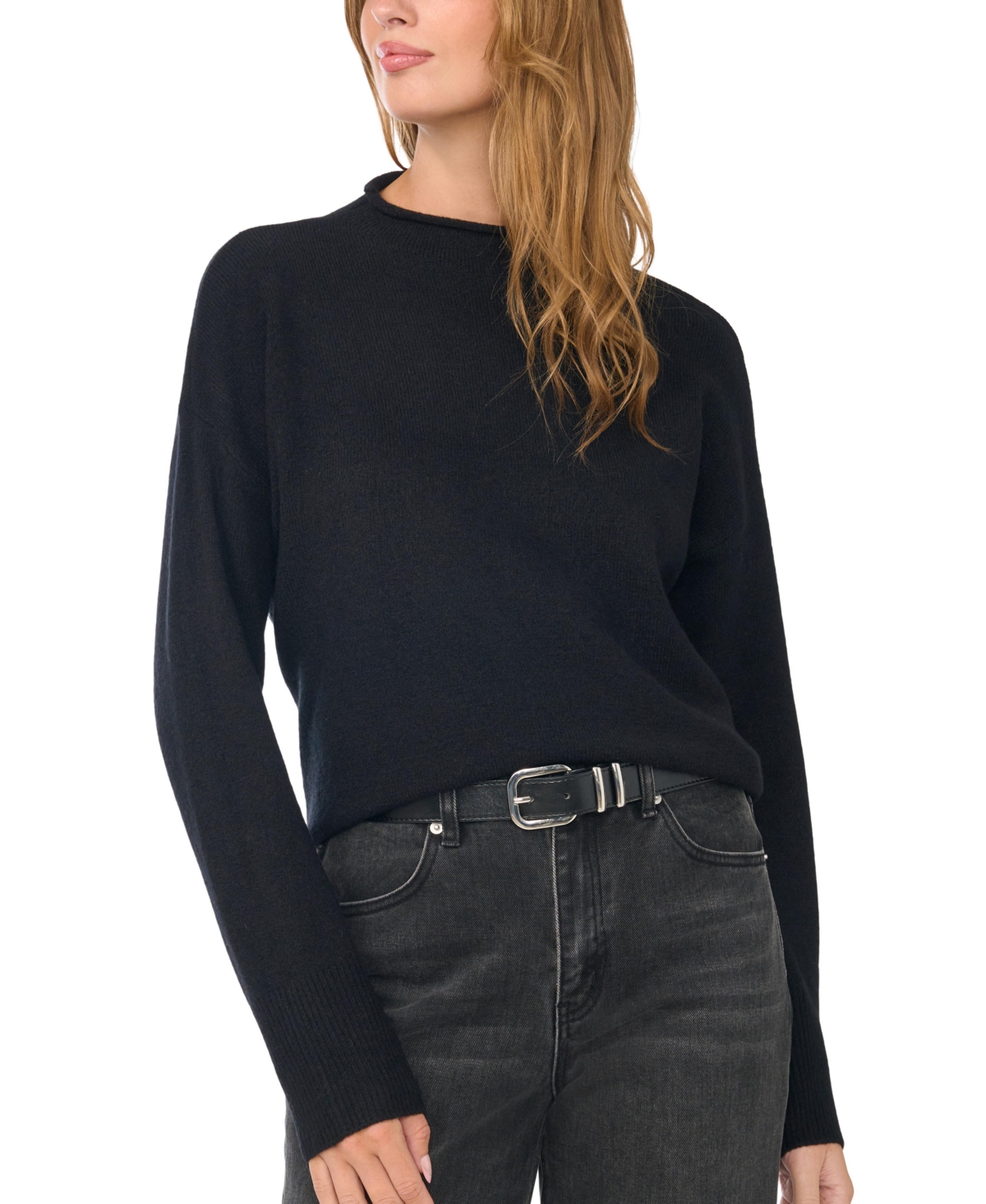 Click here for 1.state Womens Long Sleeve Mock Neck Rolled Hem Sw... prices