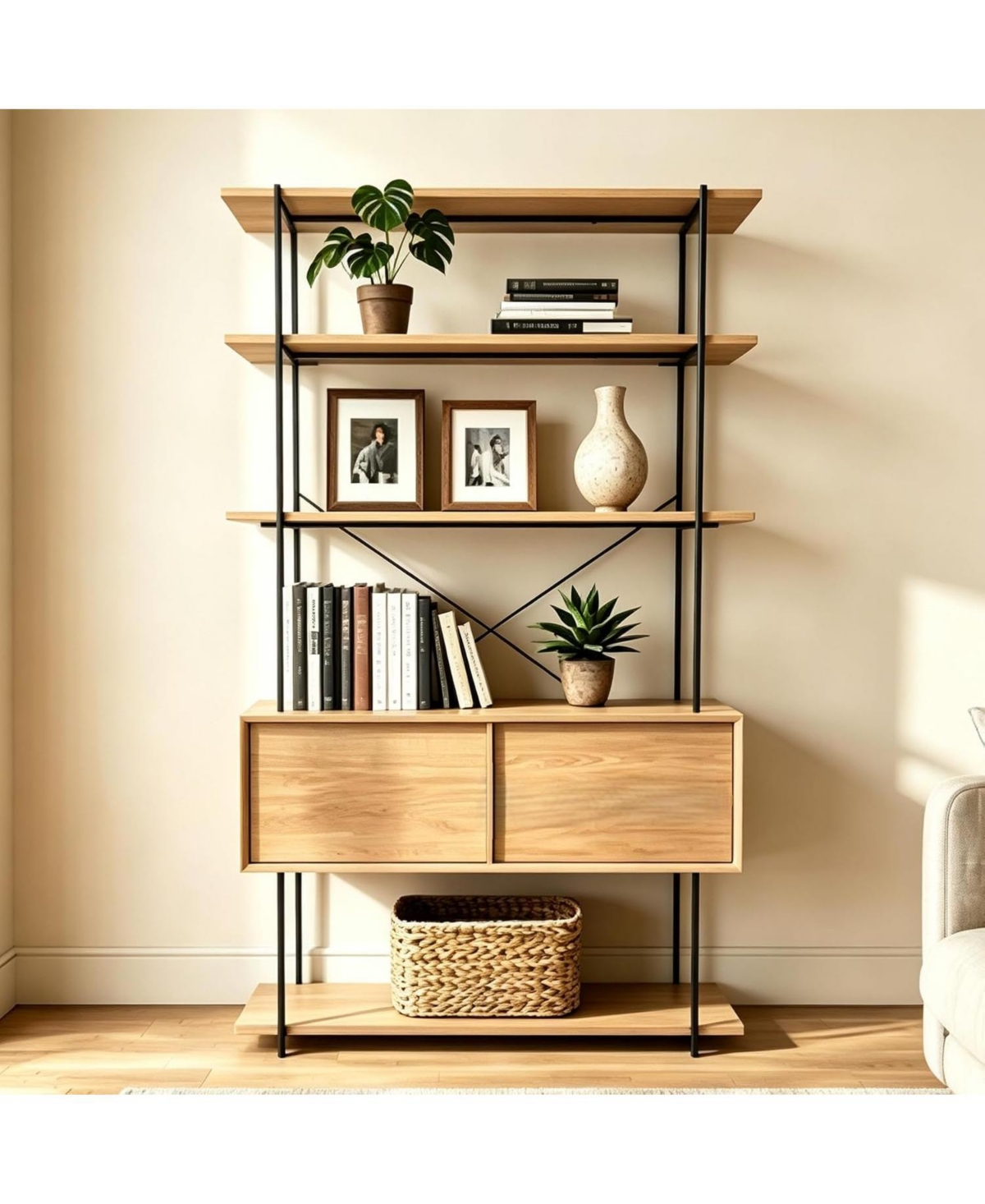 Click here for Gaomon 5-Tier Industrial Bookshelf with Cabinet  W... prices