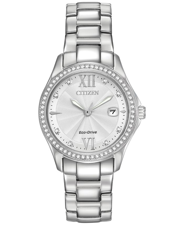 Citizen Eco-Drive Women's Silhouette Crystal Jewelry Stainless Steel Bracelet Watch 30mm FE1140 ...