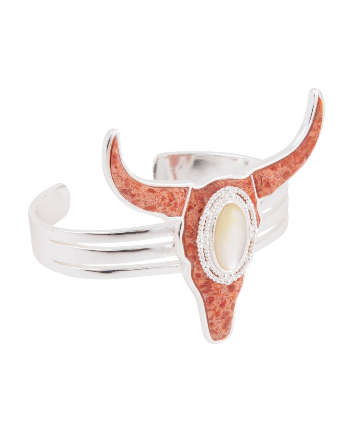 Click here for Barse Longhorn Orange Sponge Coral Silver Cuff Bra... prices